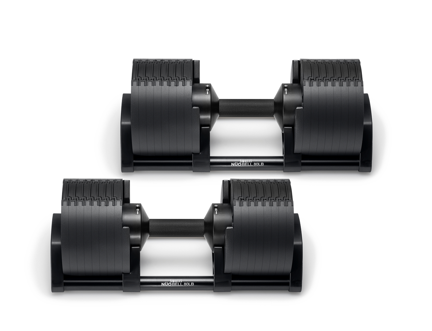 NÜOBELL Matte Black | 80 LB Adjustable Dumbbell Set | SMRTFT