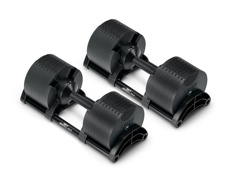 NÜOBELL Matte Black | 80 LB Adjustable Dumbbell Set | SMRTFT